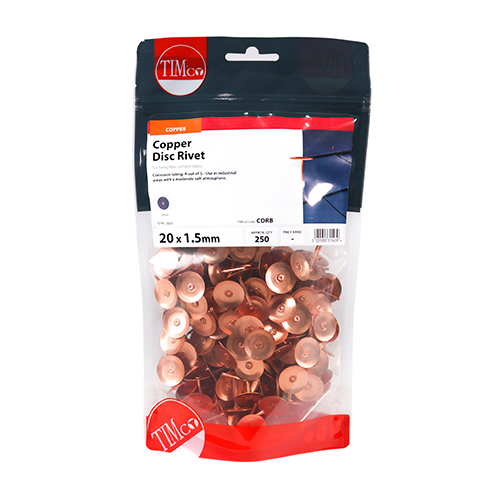 Disc Rivets - Copper 20 x 1.50 - Pack 250